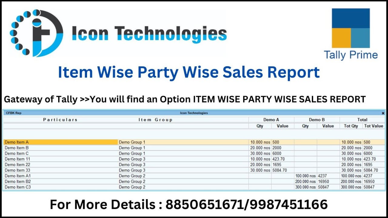 Item Wise Party Wise Sales Report - YouTube