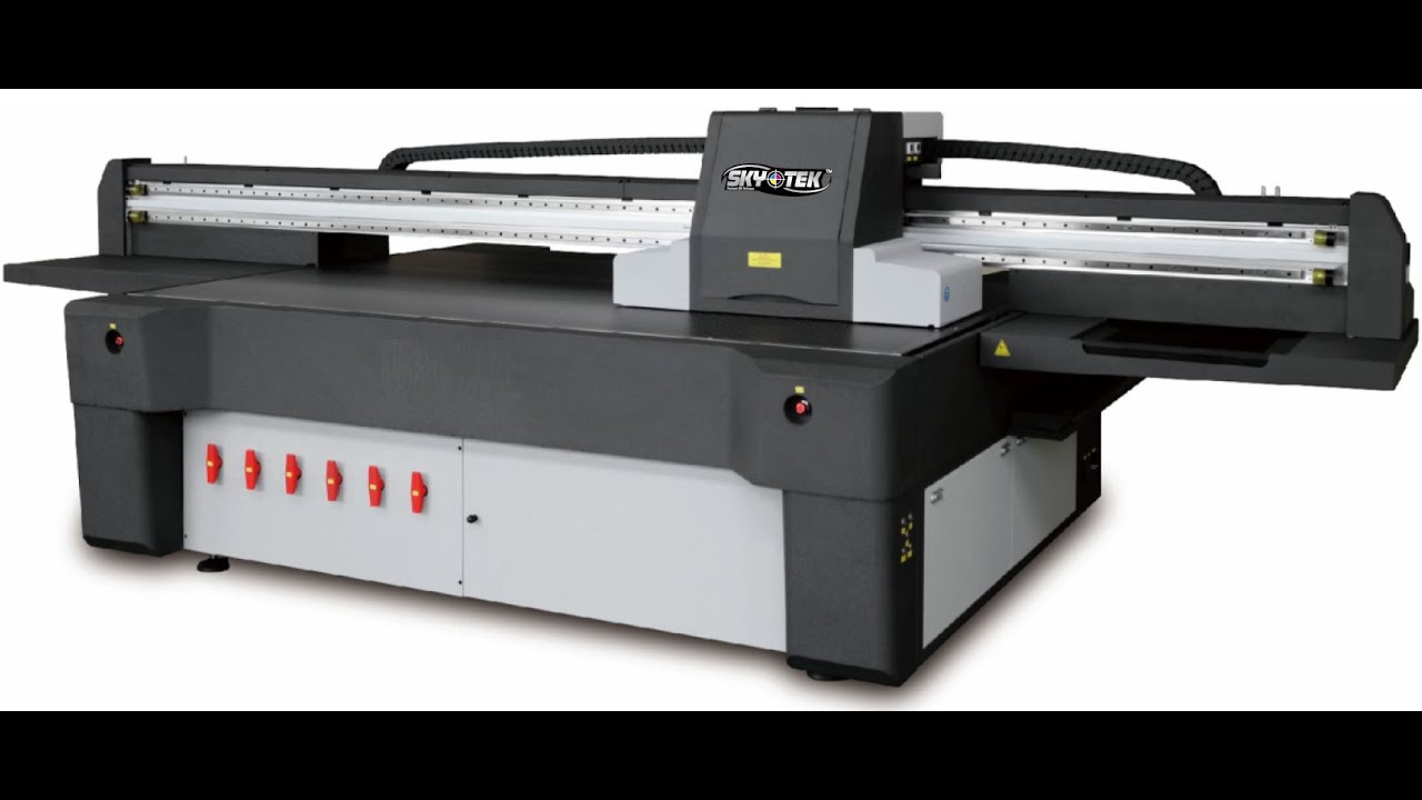 Skytek 2513 Flatbed UV Printer - YouTube