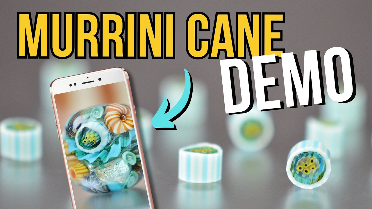 Lampwork Glass Murrini Cane DEMO - Stamen Cane Core with Striped Layers ...