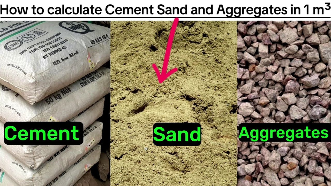 Cement Sand Aggregates in 1 cubic metre concrete - YouTube