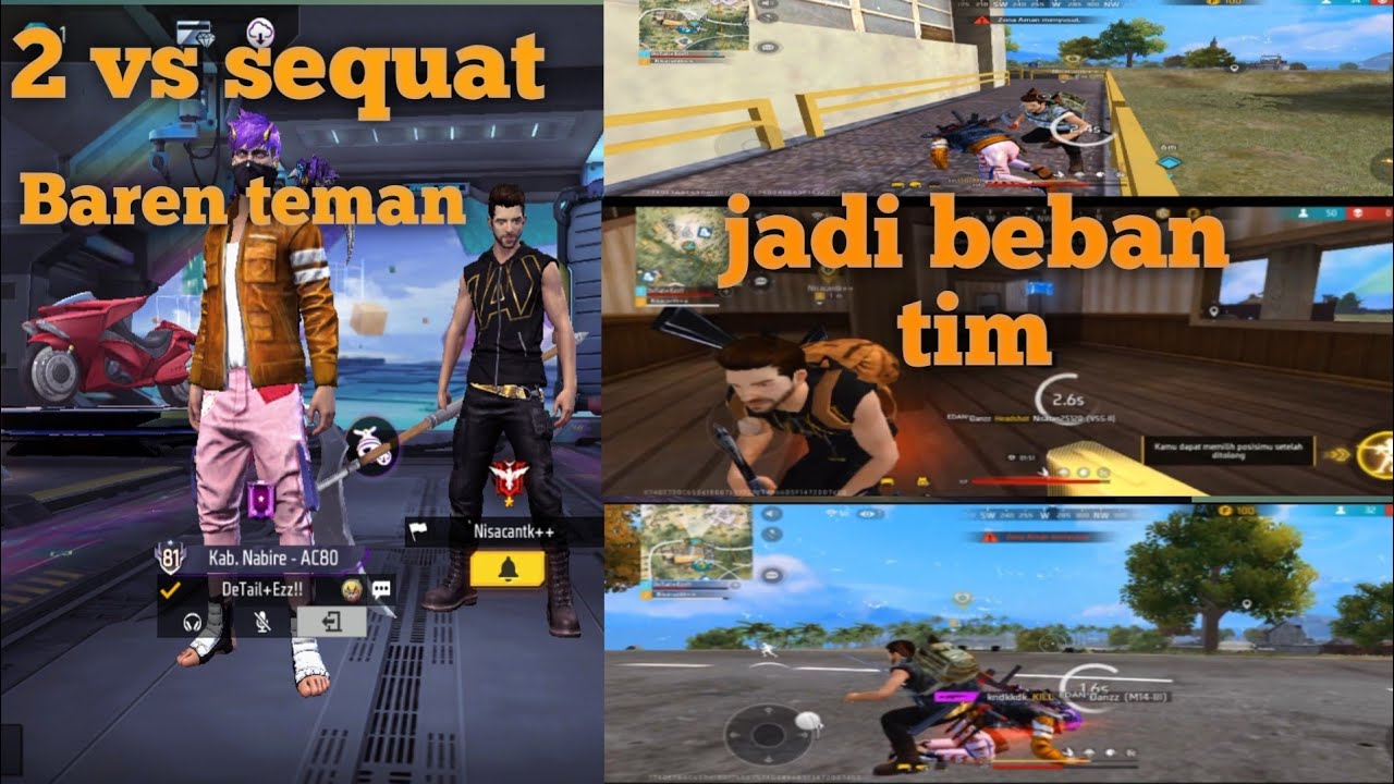 jadi beban ketika lagi duo vs sequat !! main bareng teman ff - YouTube