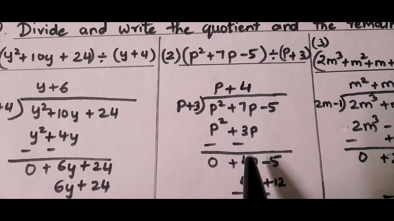 Division of polynomials (class 8) practice set 1O.2 #learnmaths #maths ...