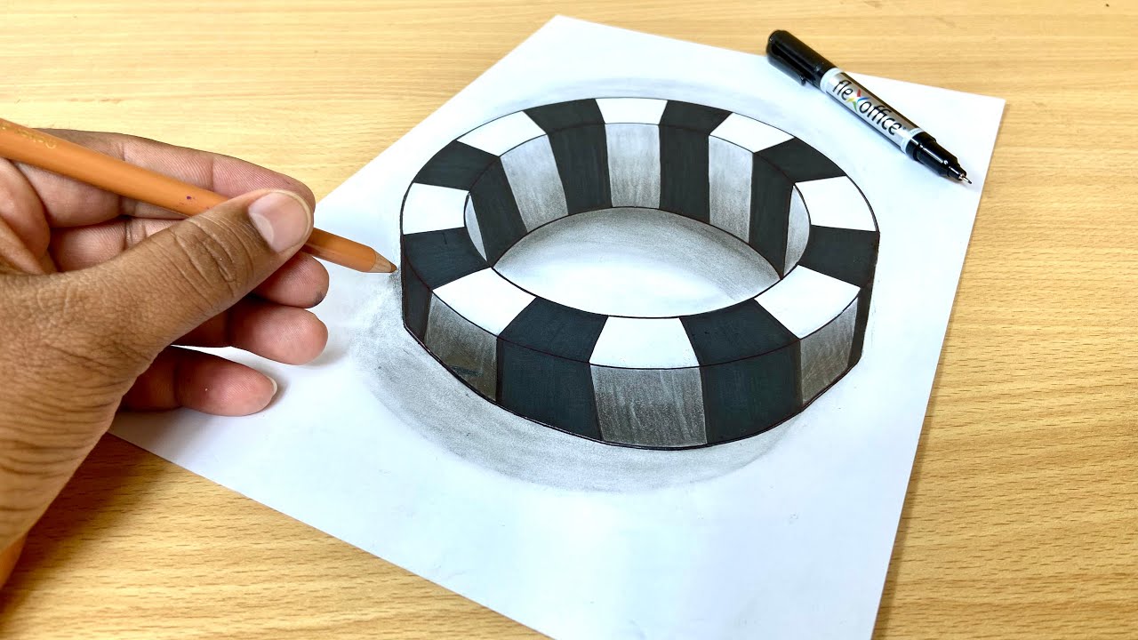 How to Draw 3D Round Ring || 3D Trick Art on Paper - YouTube