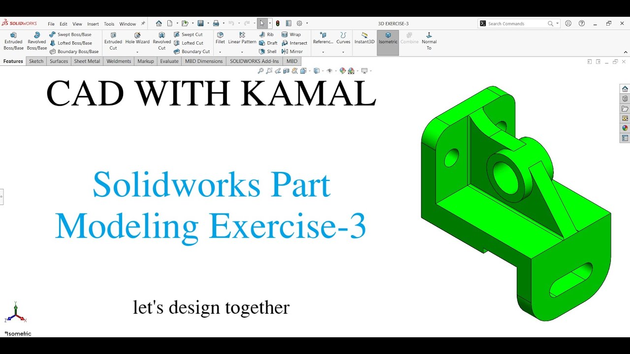 Solidworks Part Modeling Tutorial For Beginners Exercise 3 Youtube 3352
