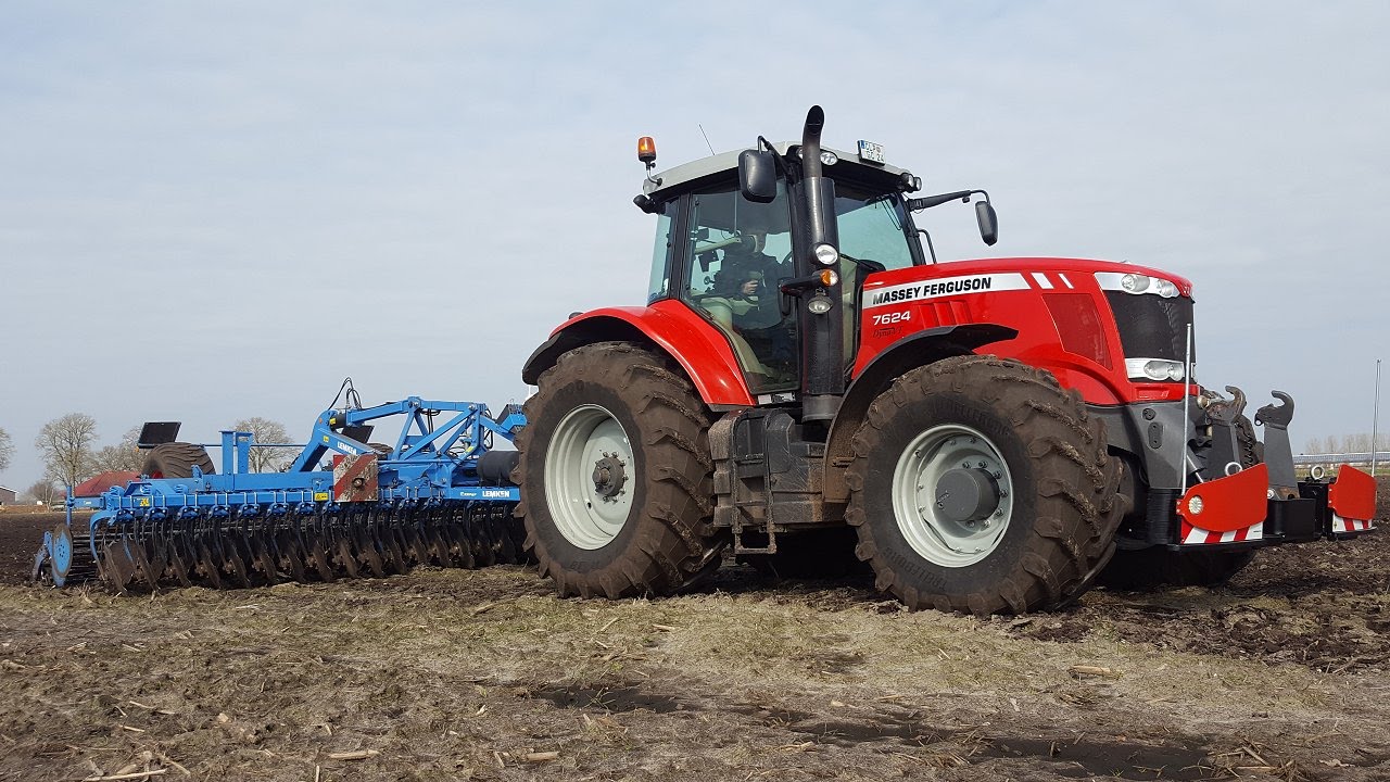 Massey Ferguson 7624 Dyna-VT aan de AGRIbumper 800kg met Lemken Rubin 9 ...
