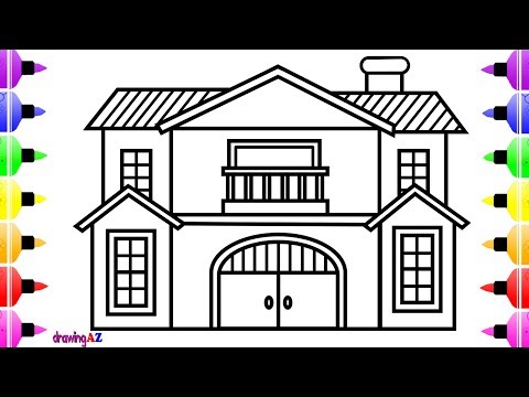 How to Draw House Step by Step  | Cute Art Coloring Book