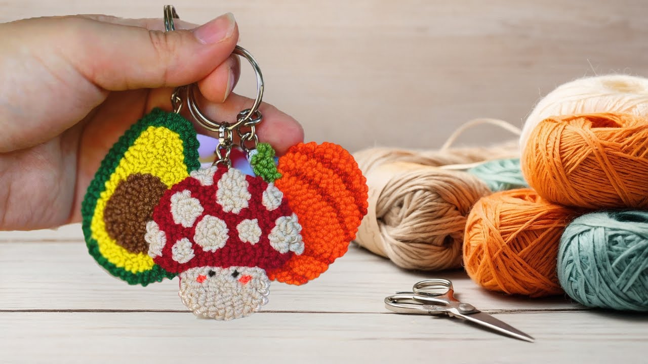 DIY Punch Needle Keychains Tutorial | Cute Fruit & Shape Designs - YouTube