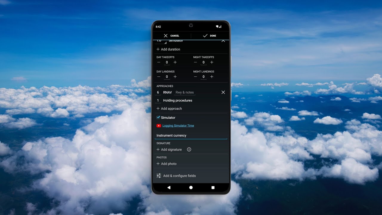 Simulator time in Smart Logbook on Android - YouTube