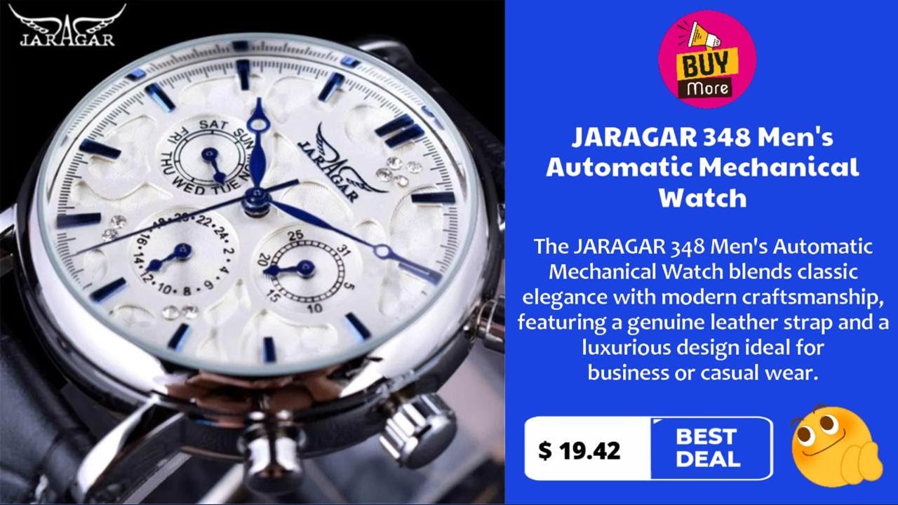 JARAGAR 348 Men's Automatic Mechenical Watch - YouTube
