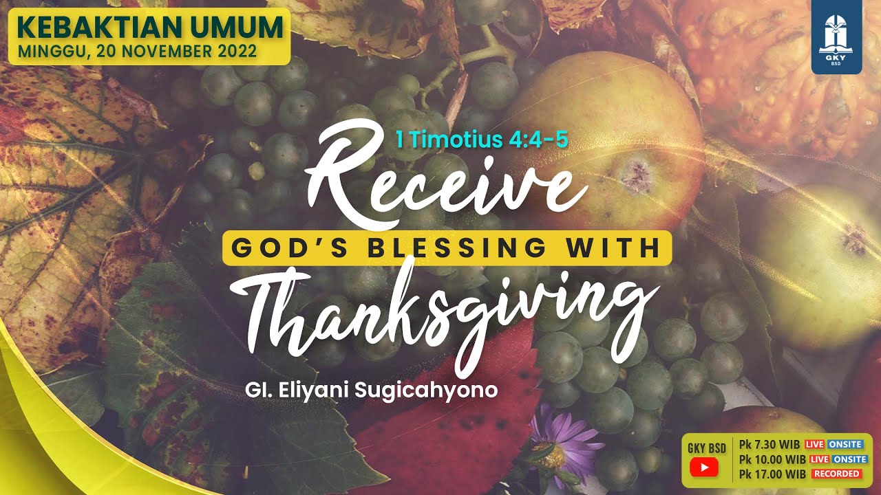 Kebaktian Umum 2 GKY BSD, 20 November 2022 - YouTube