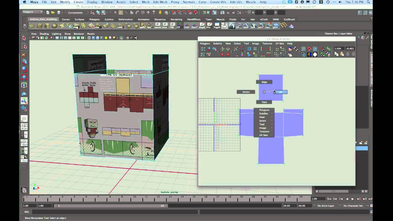 Introduction to UVing in Maya Part 3: UVing the Kleinymon (papercraft ...