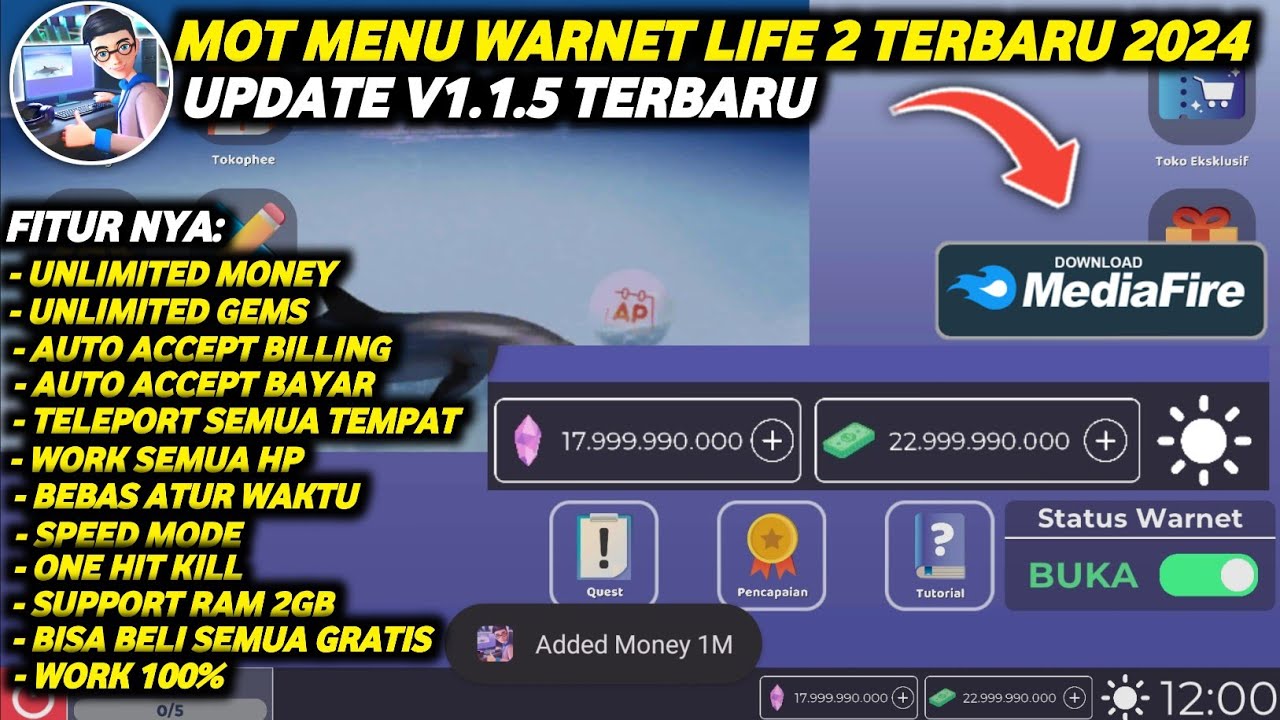 NEW UPDATE ‼️ WARNET LIFE 2 MOD MENU APK V1.1.5 TERBARU 2024 ...