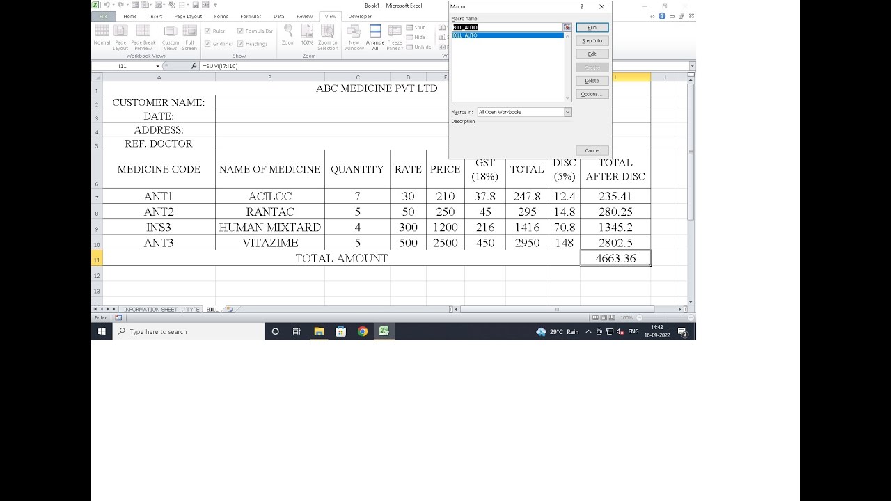 ADVANCE EXCEL EXCEL MACRO AUTO BILL CREATION LIST DROPDOWN LIST advance-excel-excel-macro-auto-bill-creation-list-dropdown-list