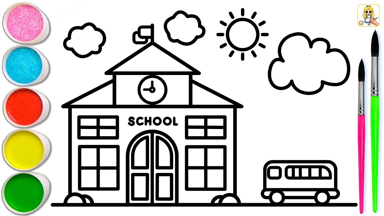 SCHOOL DRAWING Easy 🧑‍🏫 | STEP BY STEP DRAWING | - YouTube