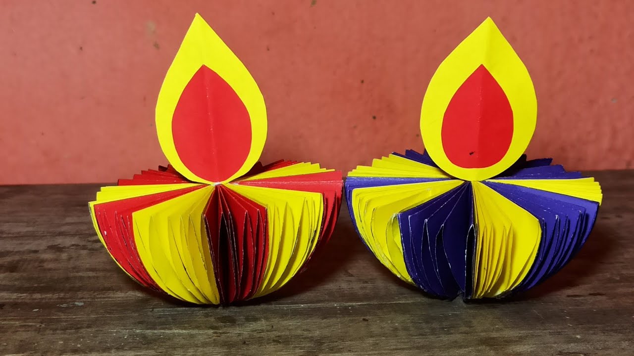 Diya making with paper || Diya decoration || Diwali decoration ideas ...