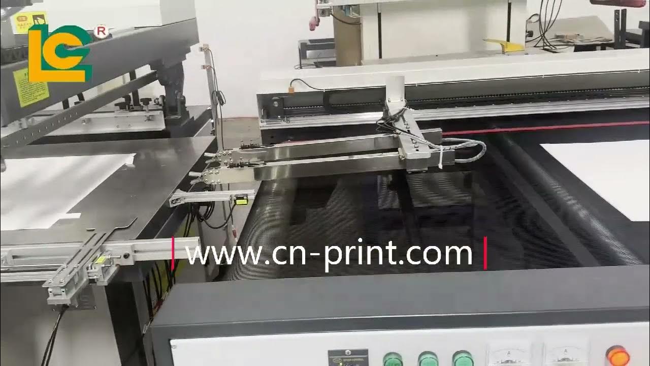 Automatic flat screen printing machine with auto feeding and unloading - YouTube