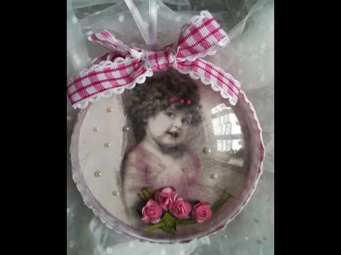 DIY Christmas bauble with sweet Angel in pink Handmade - SOLD