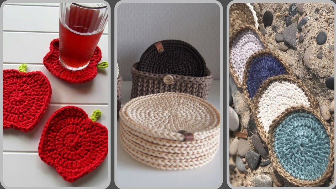 Super crochet cup.coster Designs || Crochet coaster cat Designs - YouTube