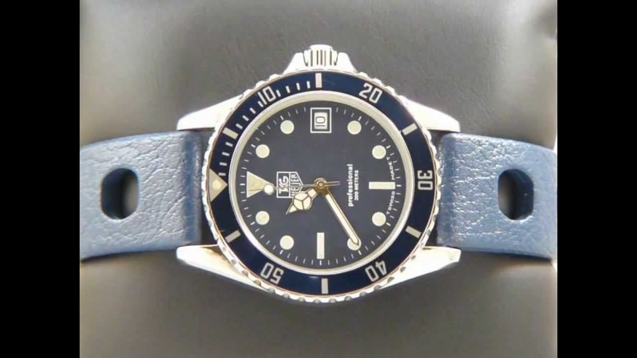 Rare TAG Heuer 1000 Submariner Man Blue with a blue N.O.S. Tropic band ...
