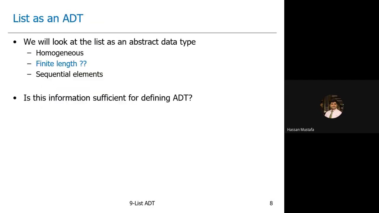 Lecture 16 Lists Adt And Array Based Implementation Youtube