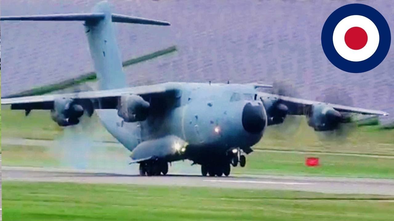 ROYAL AIR FORCE AIRBUS A400 🛦 Landing & Take Off 🛦 Birmingham Airport ...