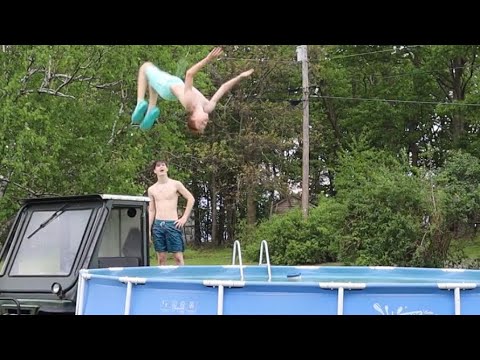 Flips into the Pool! - YouTube