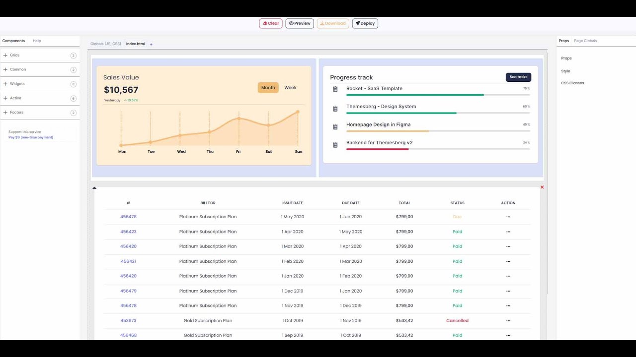 Free Site Builder - Active Components (Charts, DataTables) | Simpllo ...