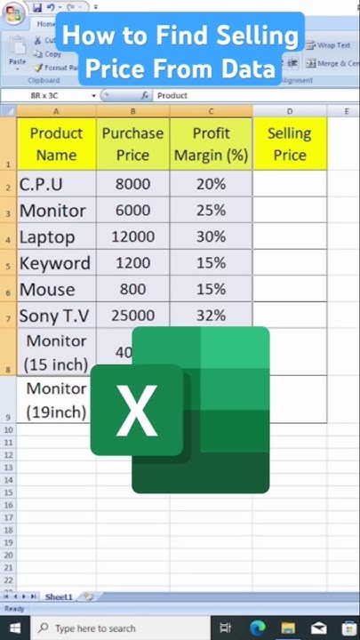 How To Find Selling Price From Data🔥 Advance Excel💯 Excel Exceltips Shorts Computer Youtube
