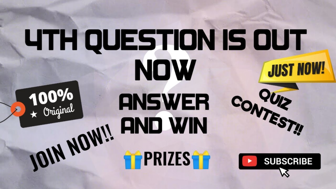 QUIZ CONTEST|4TH QUESTION| ANSWER & WIN PRIZES|S01| USERUNKNOWN| - YouTube