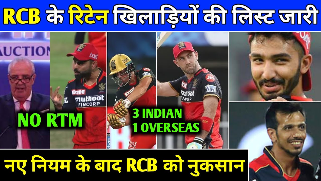 IPL 2022 : RCB Retention List | No RTM Card | New Retention rules | 4 ...
