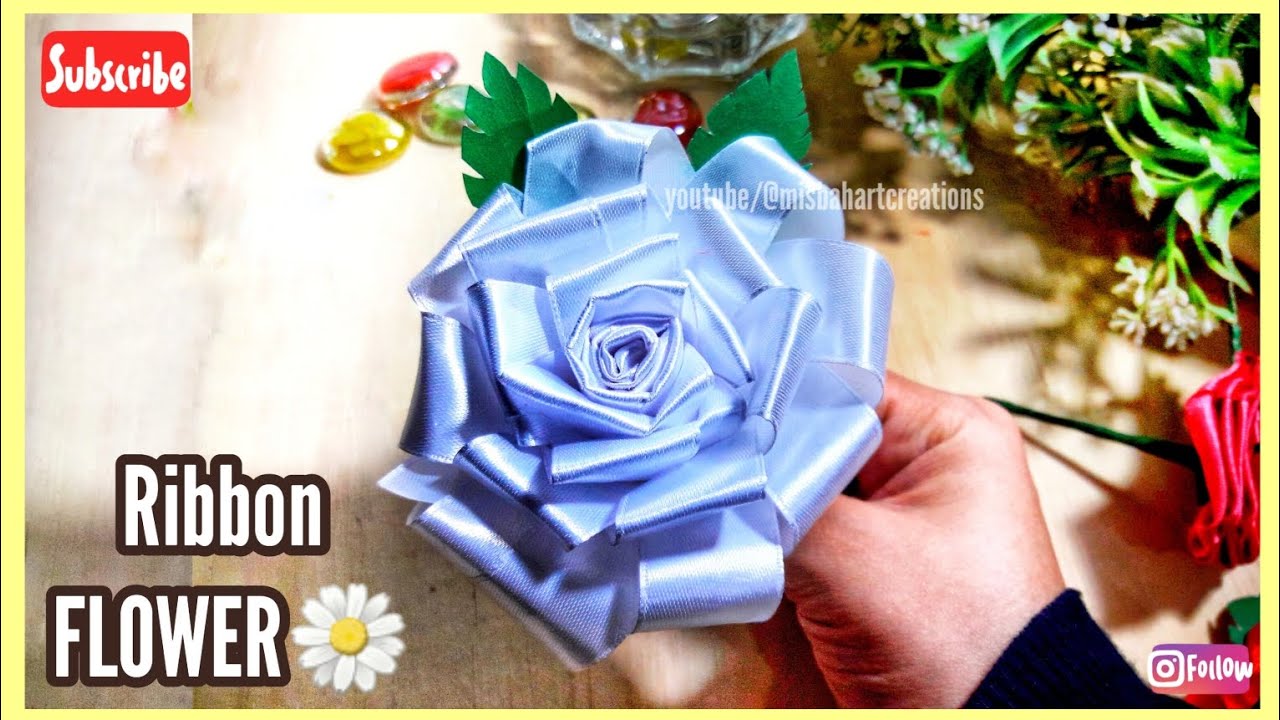 DIY Ribbon Flower-How to make Ribbon Flowers-Easy flower making trick ...