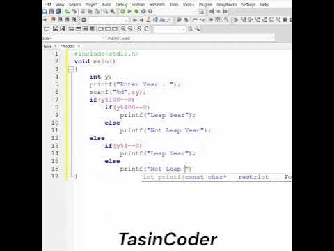 No. 6 Check whether a year is a leap year or not in C Language | TasinCoder | @TasinCoder #year ...