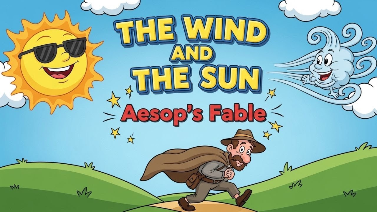 The Wind And The Sun Moral Story | Aesop's Fable in English | Cartoon ...