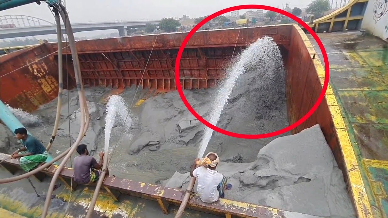 Unloading sand form ship barge unloading video sand unloading video ...
