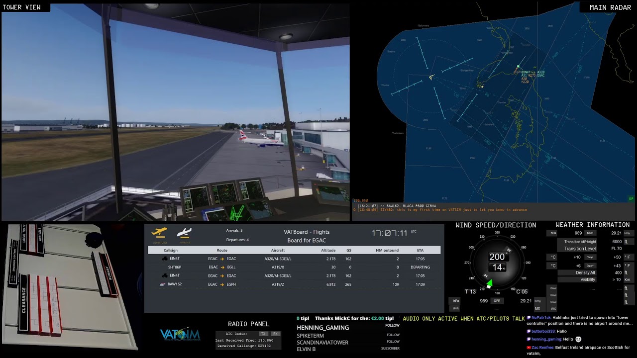 [VATSIM ATC] Belfast City Approach [EGAC], Live Stream 24/10/2020 - YouTube