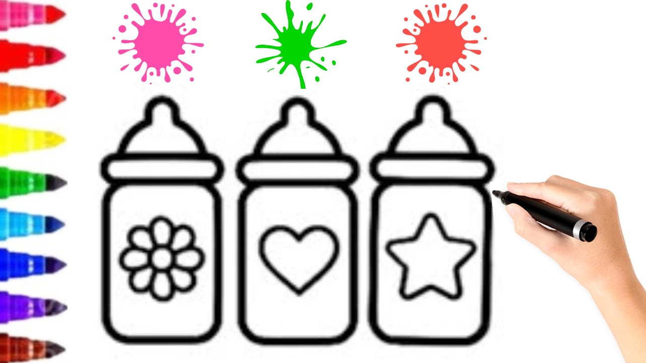 Drawing baby bottles for kids |Fun and easy tutorial |How to draw baby ...