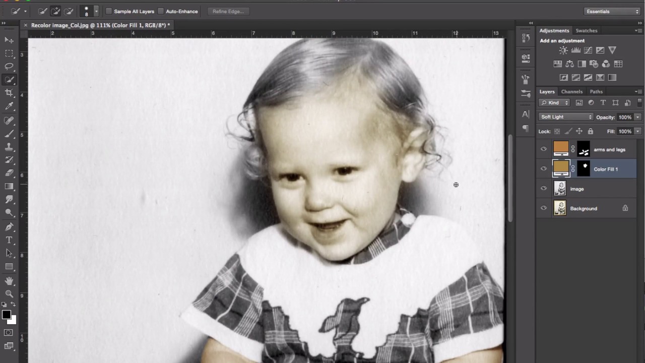 Colorizing Photos- Part 4: Selecting and coloring the face - YouTube