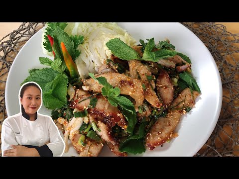 Spicy Thai Salad • Thai Grilled Pork Salad • Nam Tok Moo |ThaiChef food