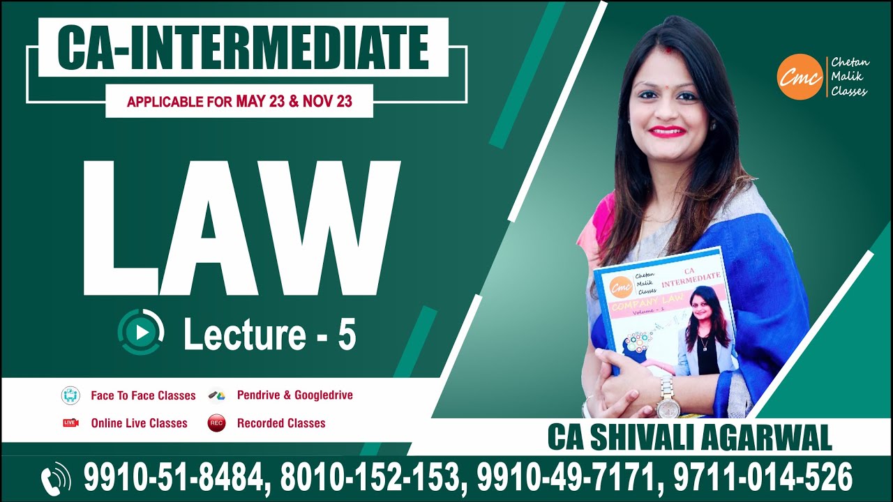 CA Inter law I CA Inter law classes I Online live lecture for May 2023 I Lecture 5 - YouTube