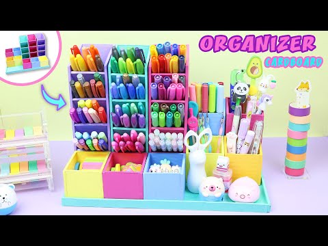 DIY COLORFUL ORGANIZER FROM CARDBOARD - More than 100 Markers and School Supplies |aPasos Crafts DIY
