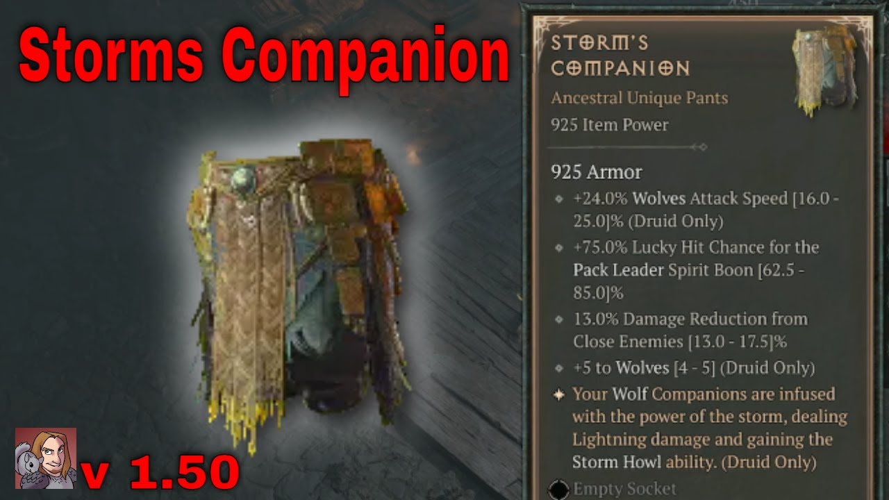 Diablo IV Unique Items - Storms Companion (Druid Pants)[v1.5.0] - YouTube