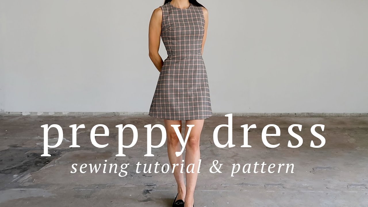Preppy A line Mini Dress DIY | Sleeveless Round Neck Dress Sewing ...
