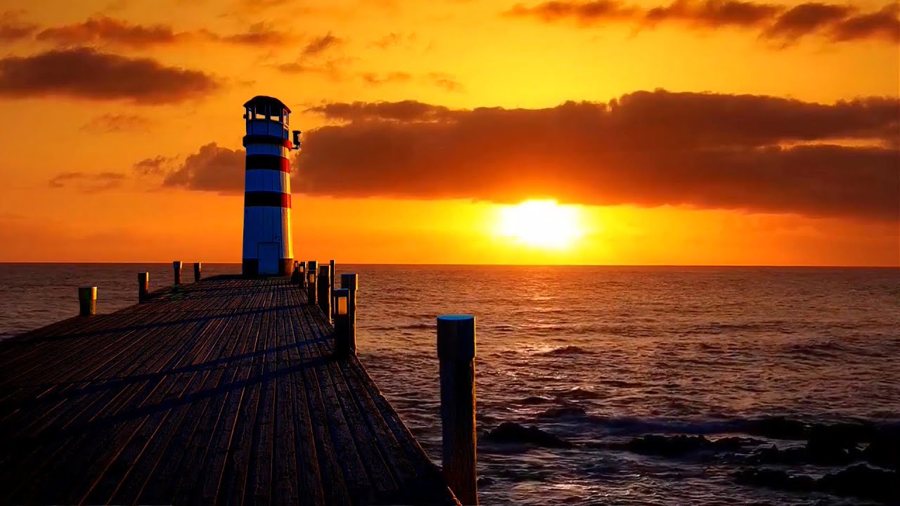 Cozy Lighthouse Ambience | Calming Ocean Waves & Cozy Sunset Ambience ...