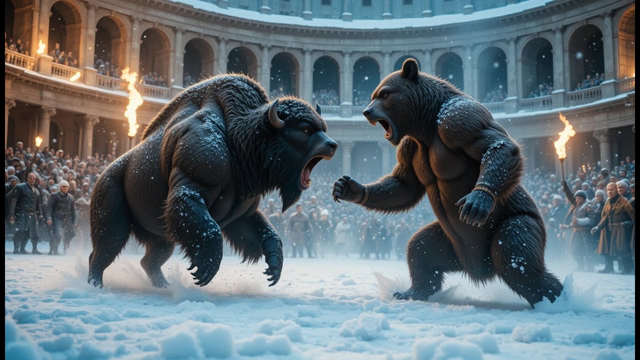 EPIC Battle: Bison vs Bear 🦬🐻 | Frozen Arena Showdown | Ultimate Wild ...