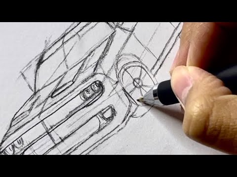 How to draw the Dodge Challenger Scatpack.(sketch and outline process ...