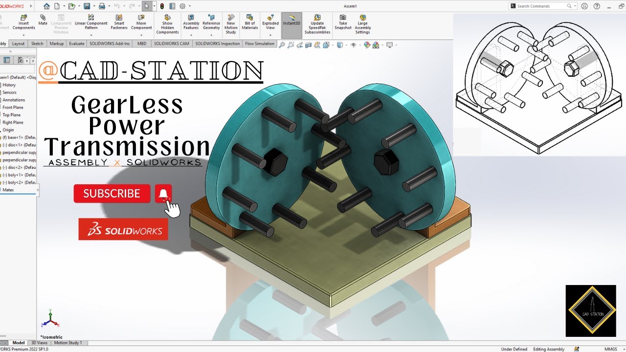 solidworks assembly tutorial || Gearless power transmission - YouTube