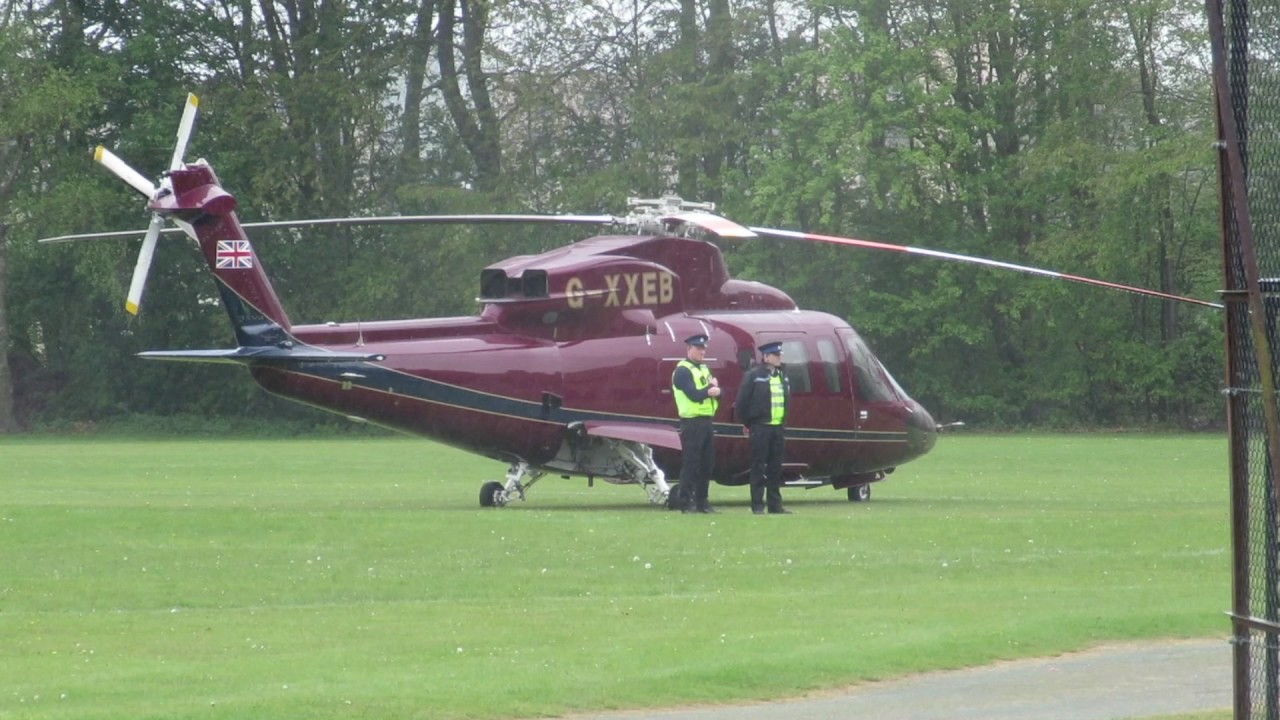 The Queen's Helicopter Flight Sikorsky S76C G-XXEB in Cambridge - YouTube
