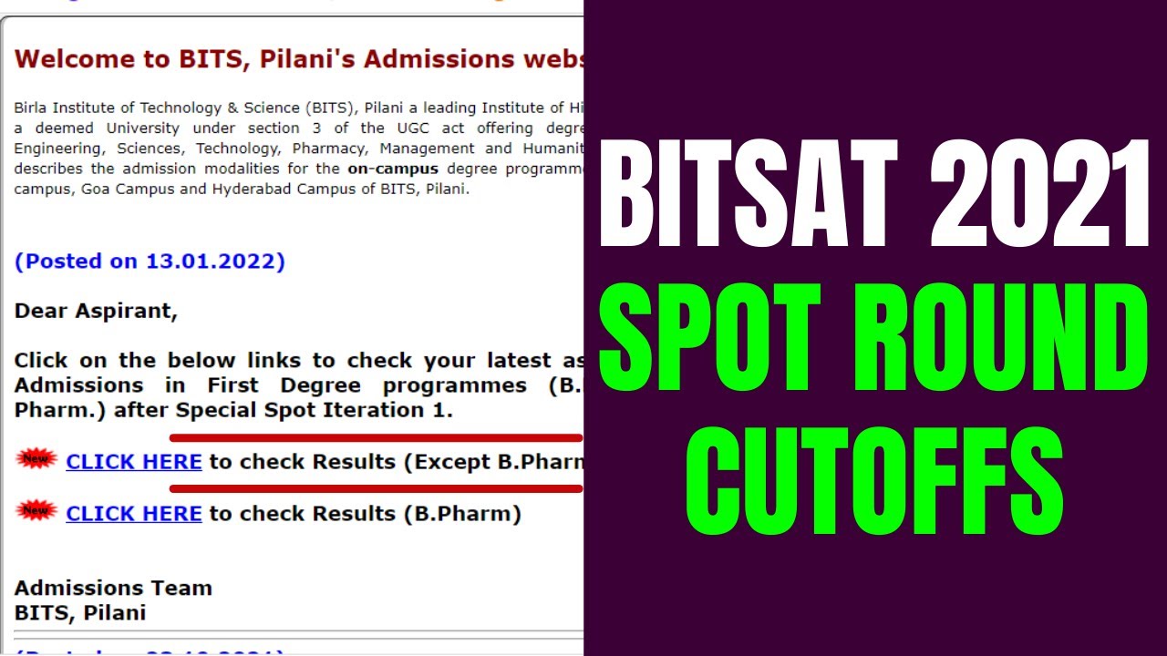 BITSAT 2021 SPOT ROUND CUTOFFS OUT 😓😓 | BITS PILANI SPOT ROUND RESULT | BITS ITERATION RESULT ...