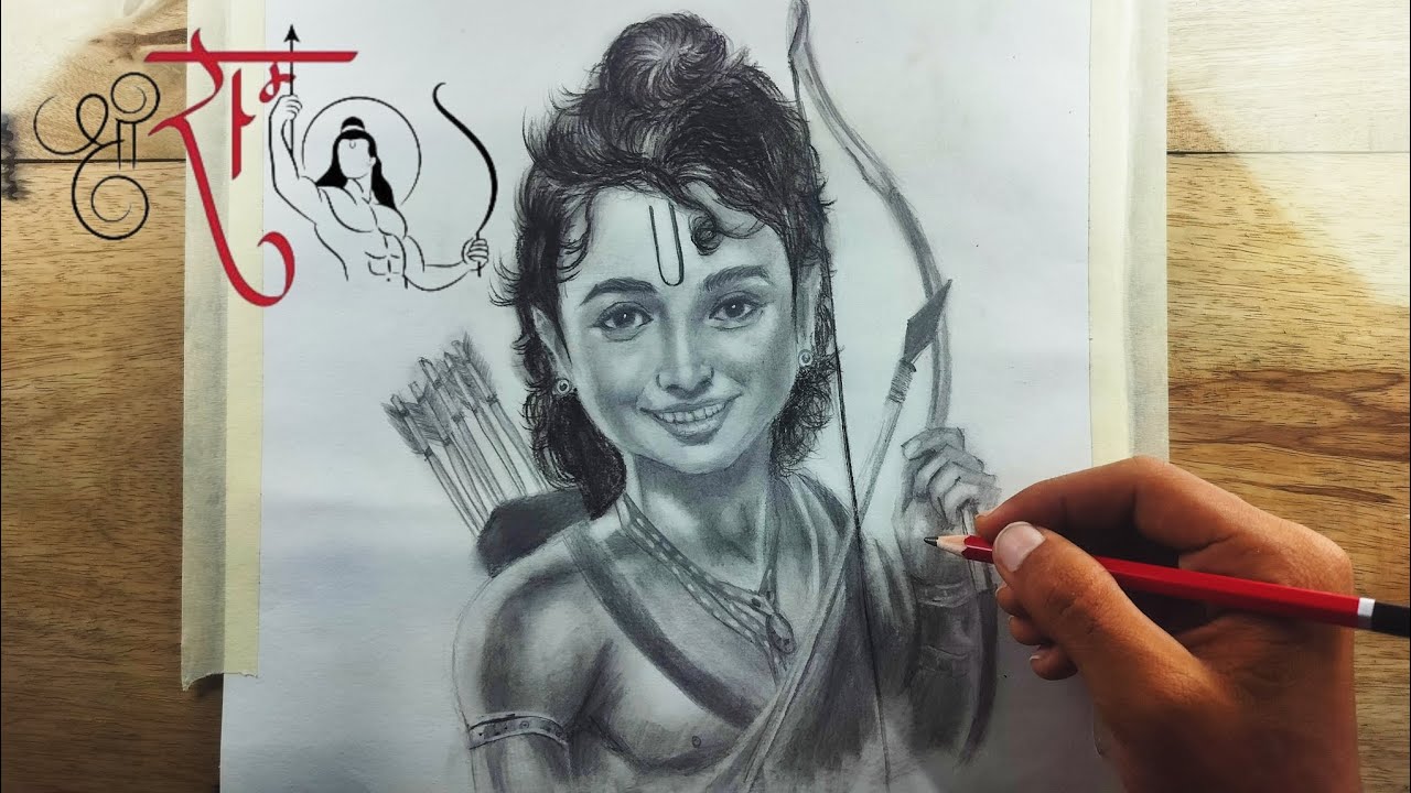 How to draw shree Ram ji Realistic sketch - step by step 😍 - YouTube