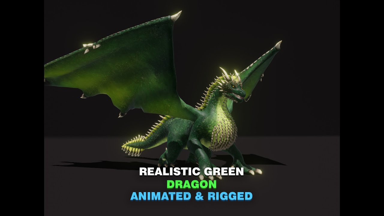 Realistic Green Dragon Animated 3d Model - YouTube